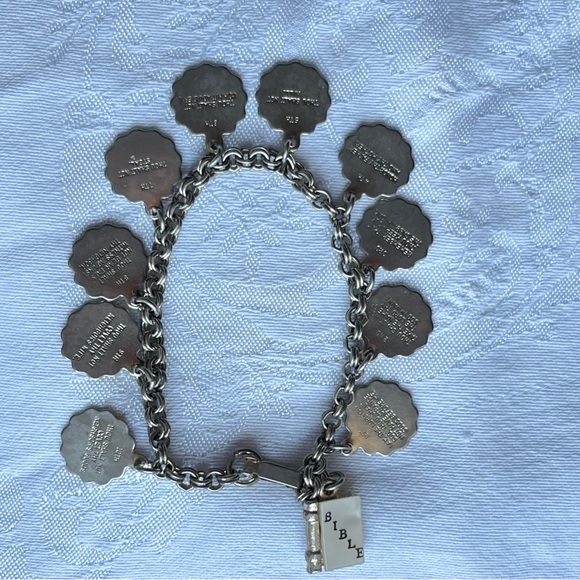 Jewelry | 197s Abalone Bible And 10 Commandments Charm Bracelet | Poshmark